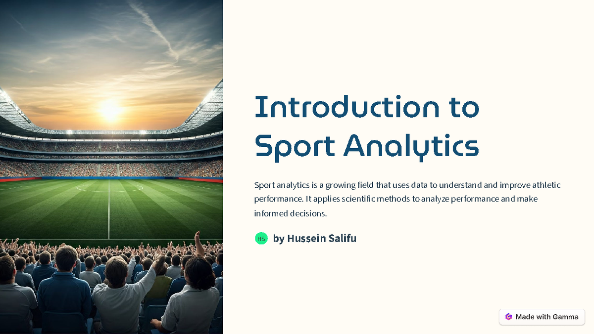 Introduction to Sport Analytics - Introduction to Sport Analytics Sport analytics is a growing ...