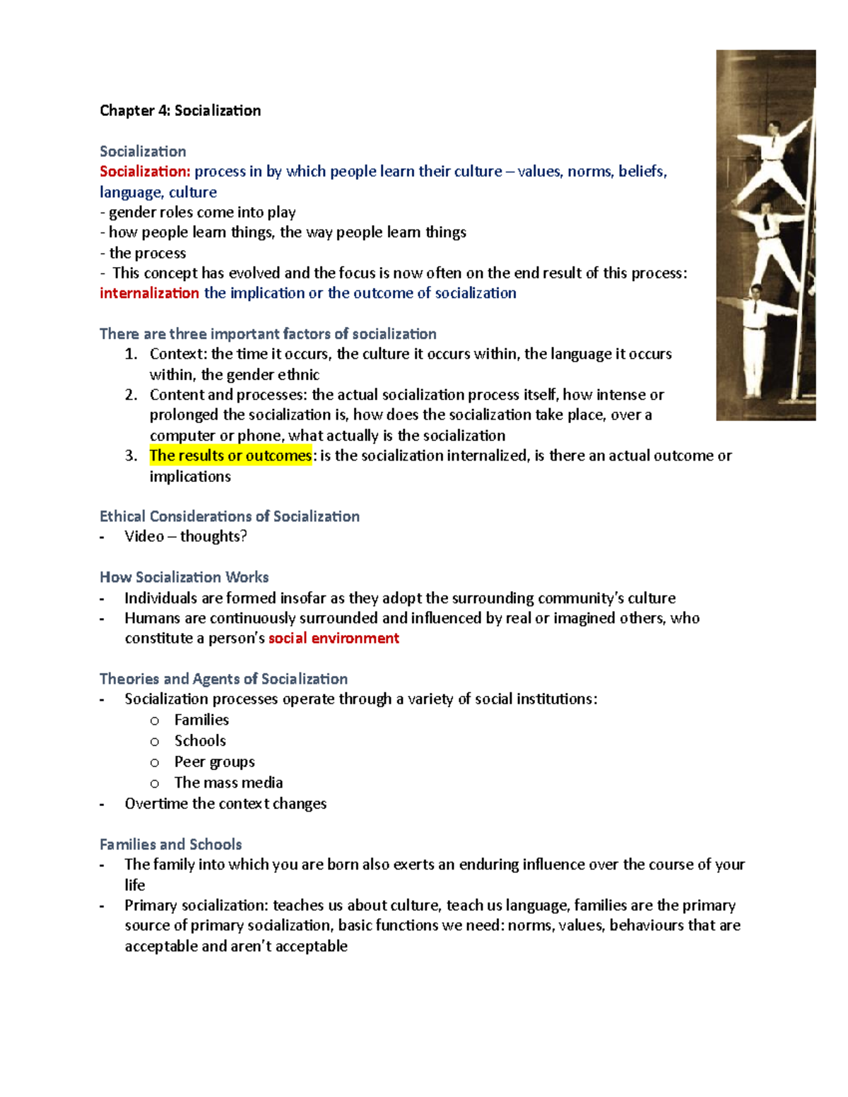 Chapter 4 - Lecture notes - Chapter 4: Socialization Socialization ...