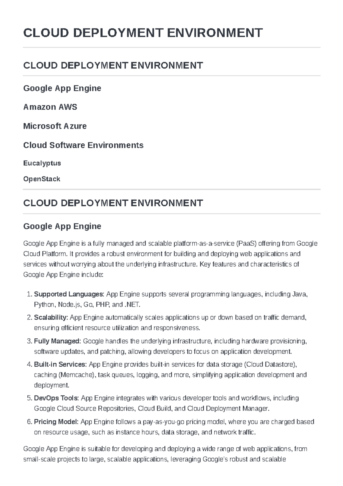 Cloud Deployment Environment - CLOUD DEPLOYMENT ENVIRONMENT CLOUD ...