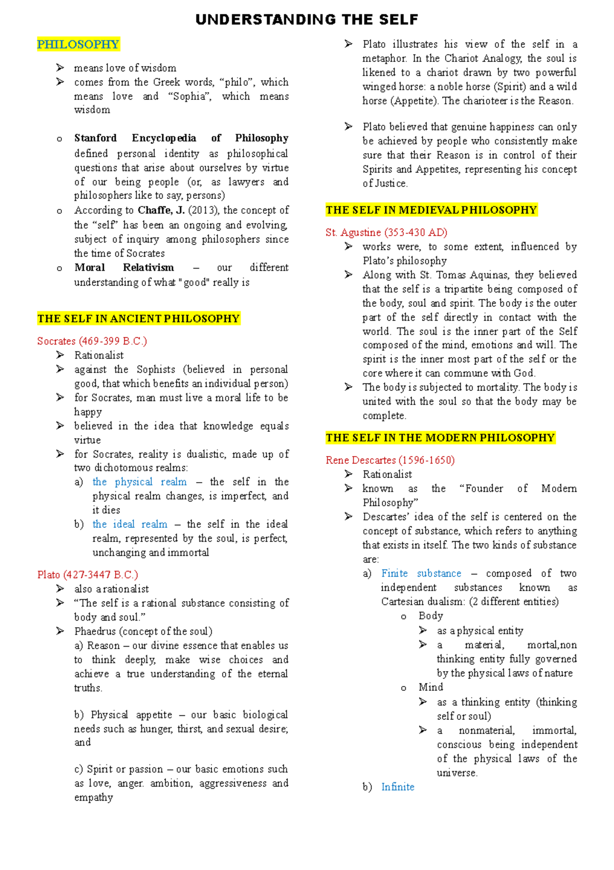 Understanding the Self - UNDERSTANDING THE SELF PHILOSOPHY means love of wisdom comes from the ...