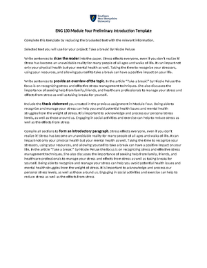 ENG 130 Mod 4 - Completed assignment with 100/100 score received - ENG 130 Module Four Decision ...