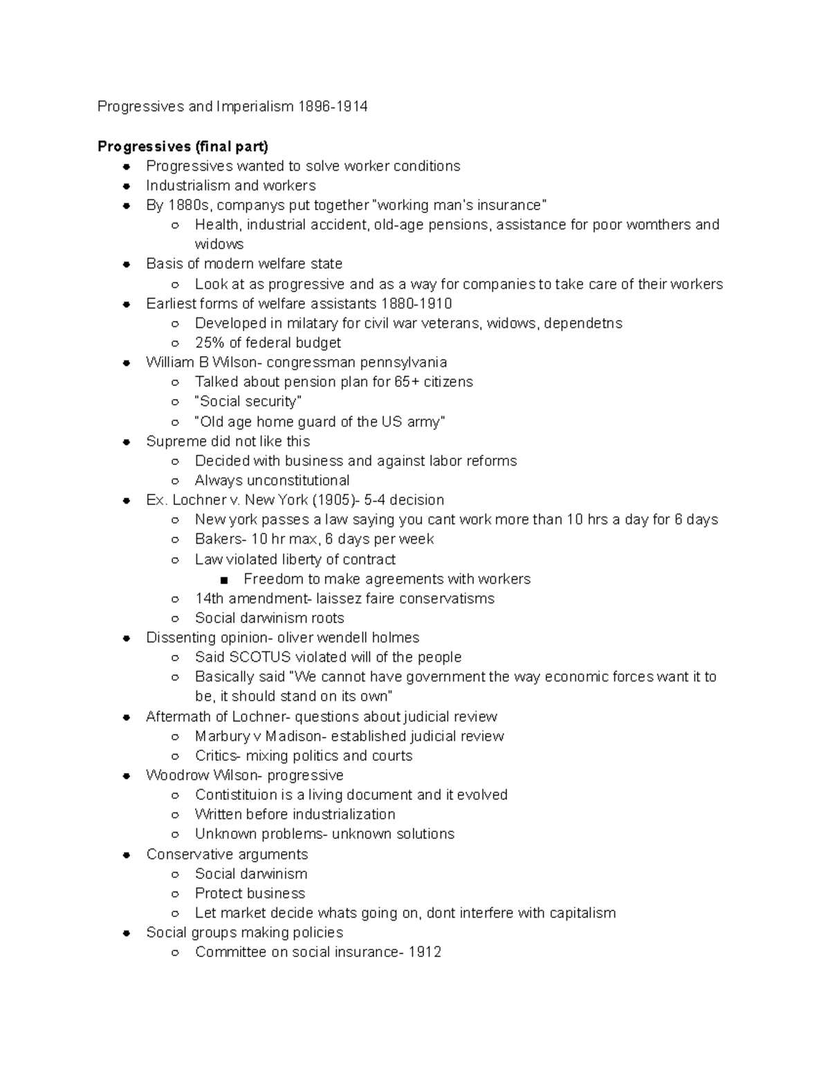 History Week 6- Progressives and Imperialism, 1896-1914 - Progressives ...