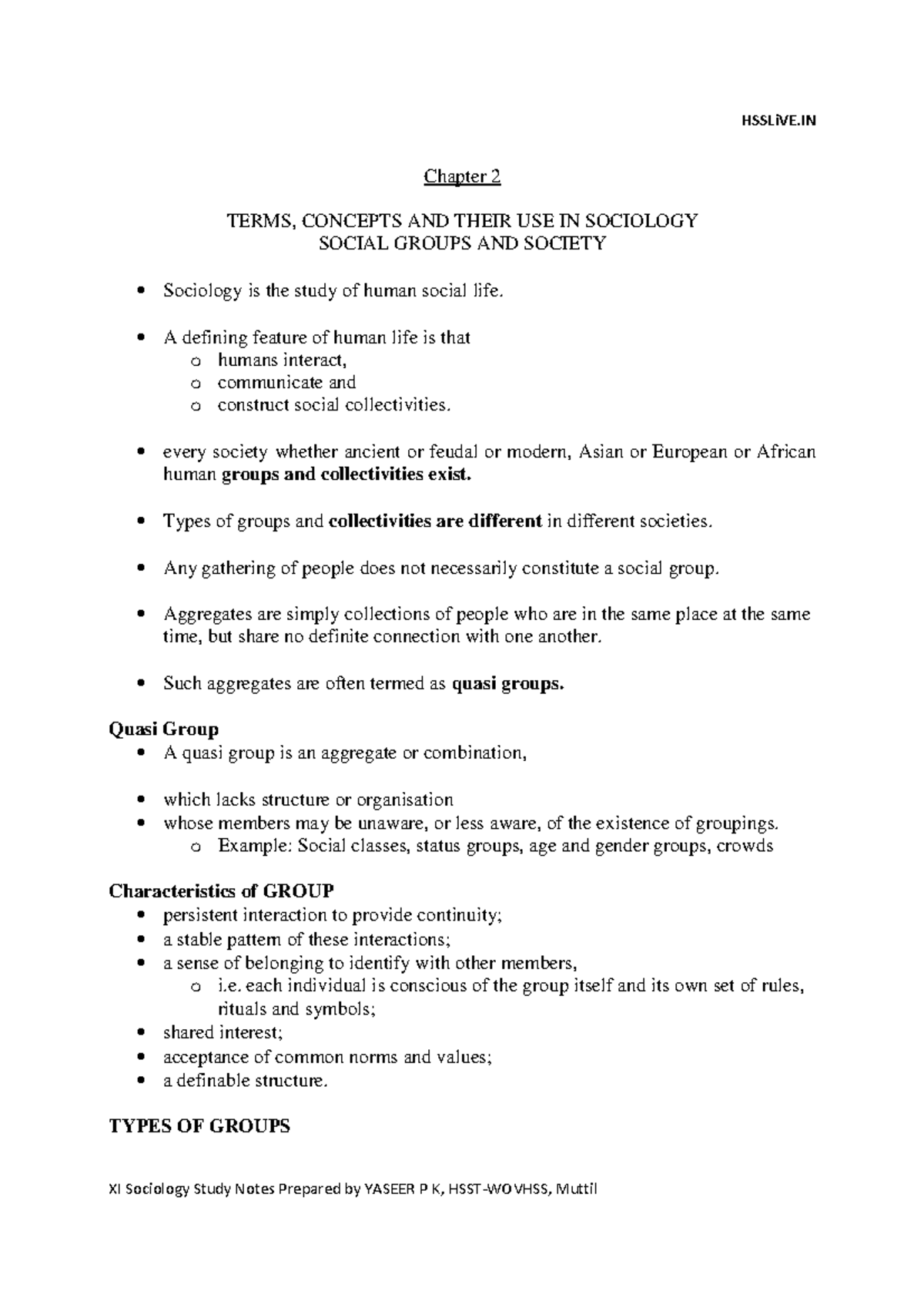 XI Sociology Chapt 2 hsslive - Chapter 2 TERMS, CONCEPTS AND THEIR USE ...