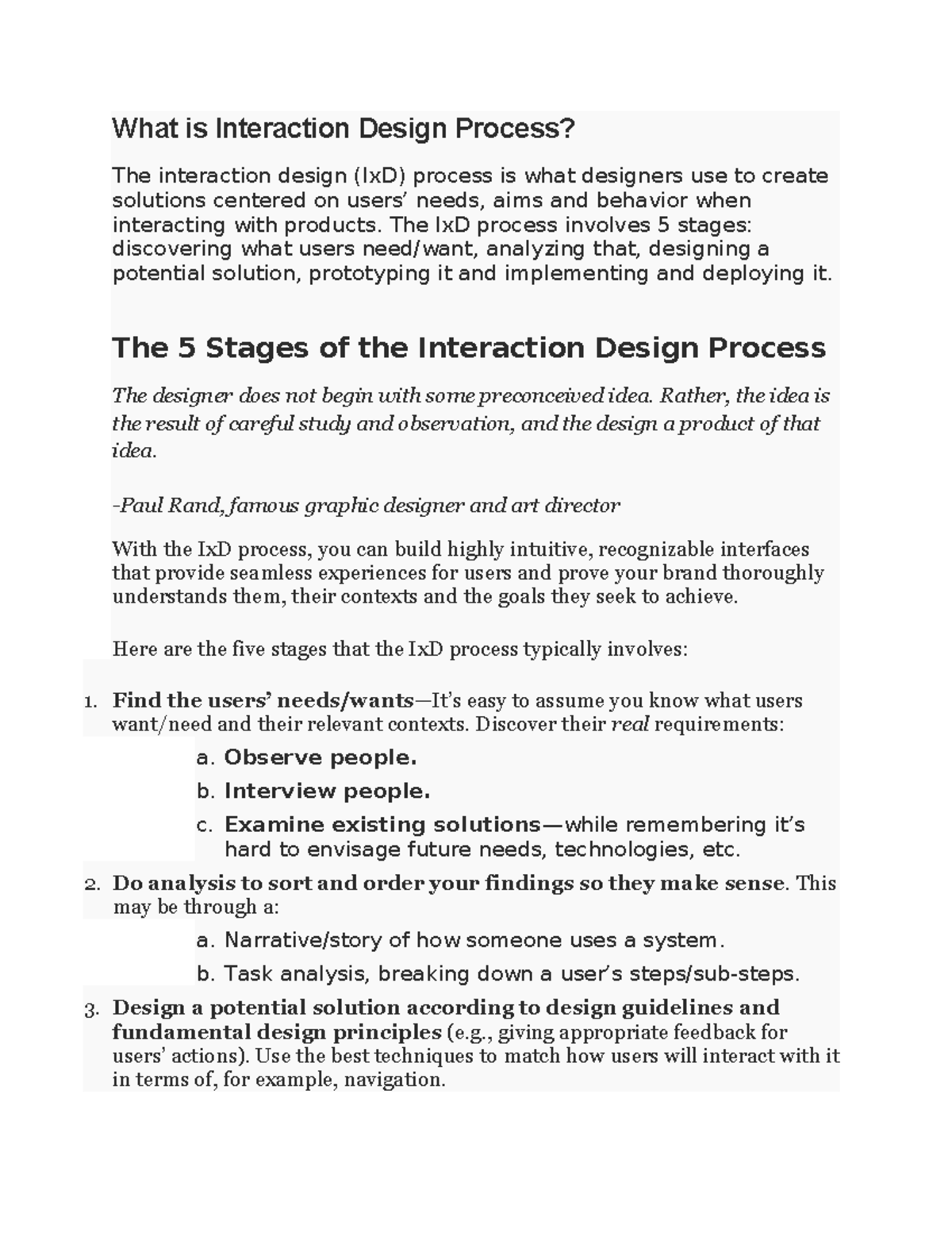 Unit IV - unit 4 notes - What is Interaction Design Process? The ...