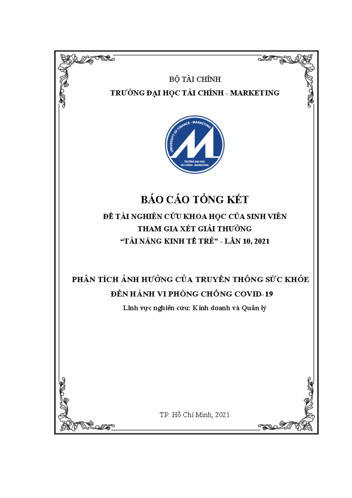 HĐ 8 - NCKH - BỘ TÀI CHÍNH TRƯỜNG ĐẠI HỌC TÀI CHÍNH - MARKETING BÁO CÁO ...