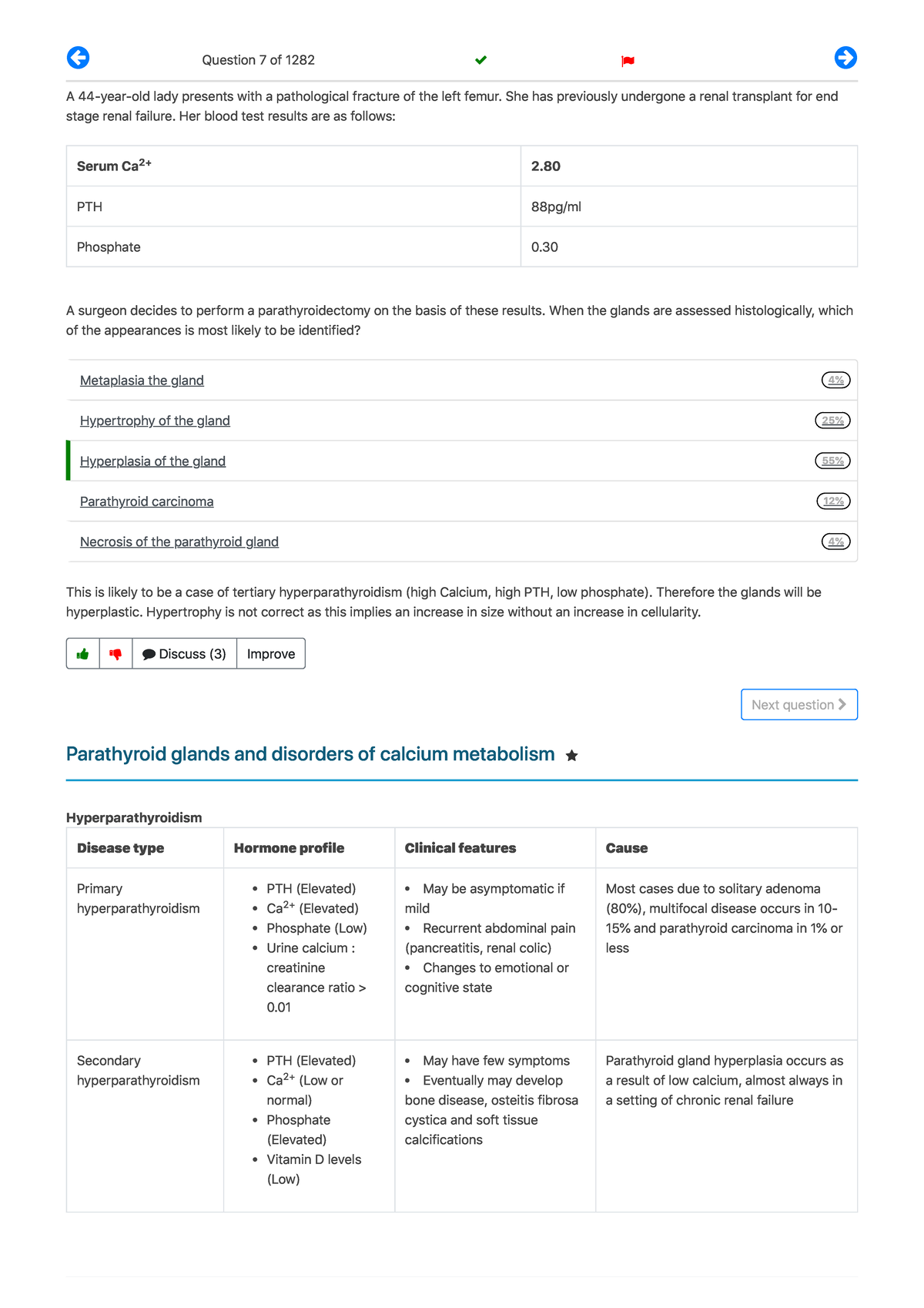 Pass med parathyroid - revision - Next question A 44-year-old lady ...