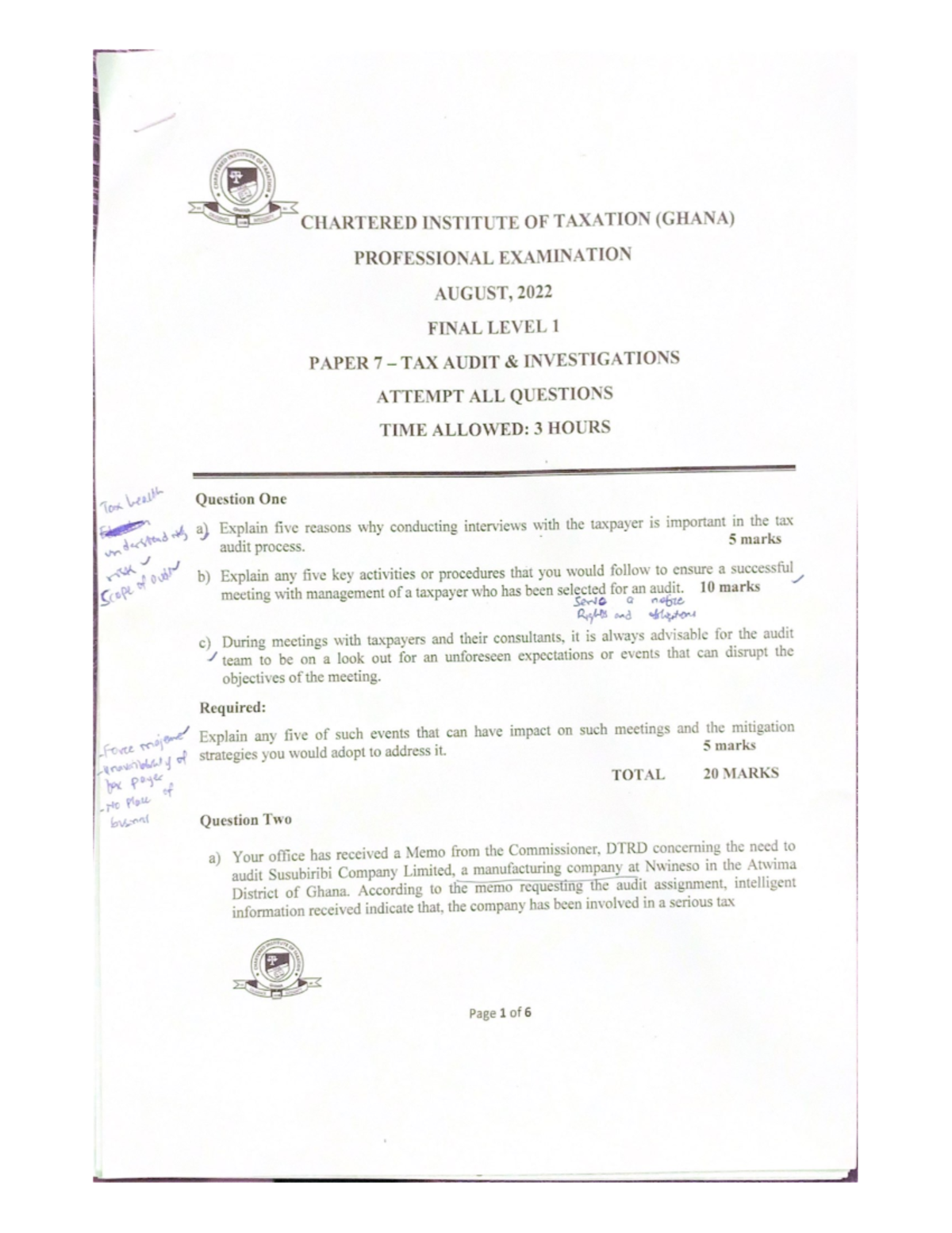 Chartered Institute OF Taxation ( Ghana) - Financial Risk Management ...