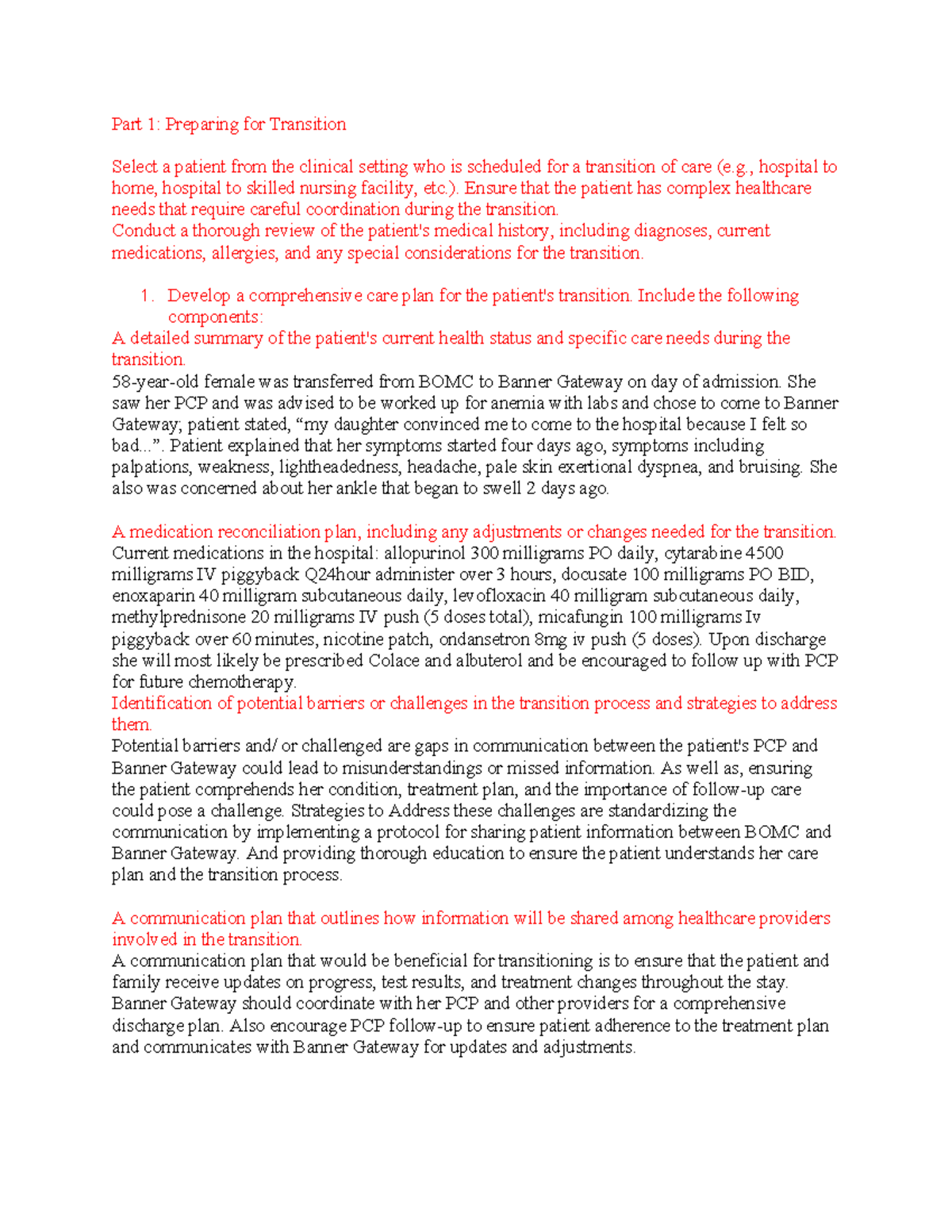 NUR425 L Clinical Quality & Safety- Transitions of Care with SBAR ...