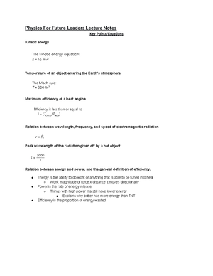 Physics FOR Future Leader Notes 1 - Physics For Future Leaders Lecture ...
