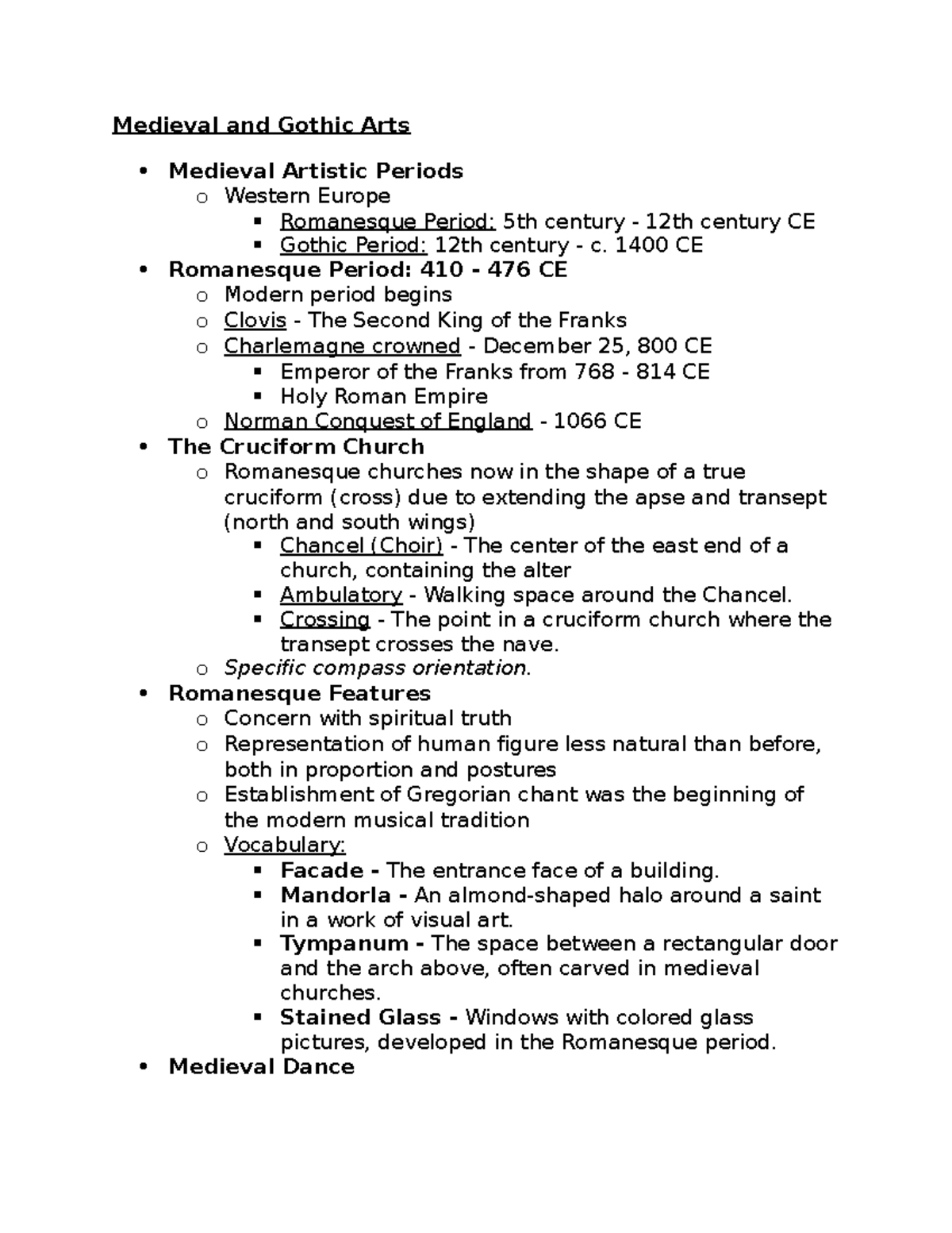 FA 150 Chapter 9 Notes - Medieval and Gothic Arts Medieval Artistic ...