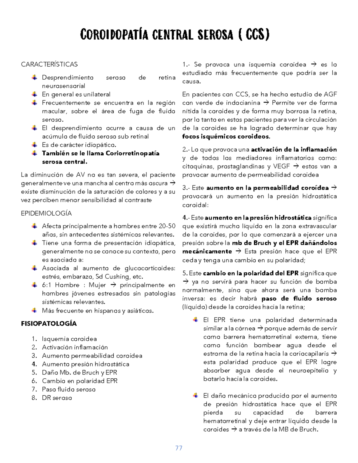 8. Coroidopatía central serosa (CCS) - CARACTERÍSTICAS Desprendimiento ...