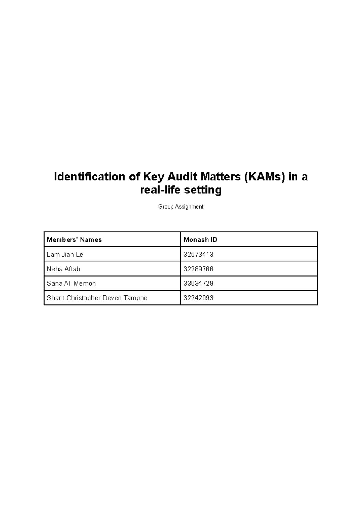 Audit and Assurance - A3 (Final) - Identification of Key Audit Matters ...