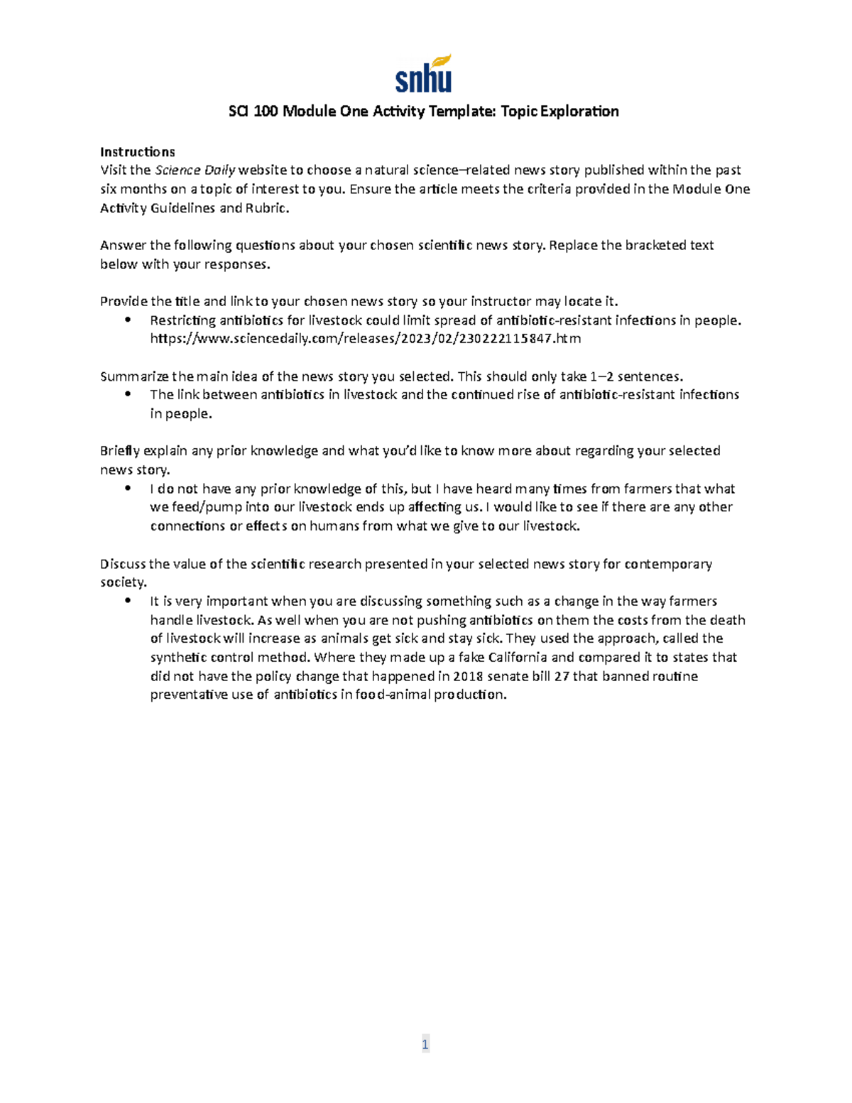 SCI 100 Module One Activity Template Complete - SCI 100 Module One ...