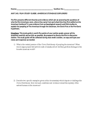 ANT 141 Final Study Guide - INTRODUCTION TO ARCHAEOLOGY AND PREHISTORY ...