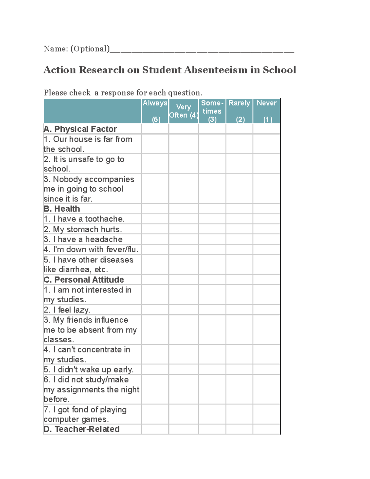 Survey - These document is useful for students taking education course ...