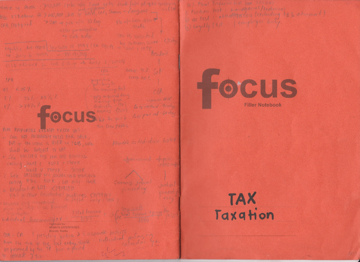 Tax-Handwrittten-Notes - Accountancy - Studocu