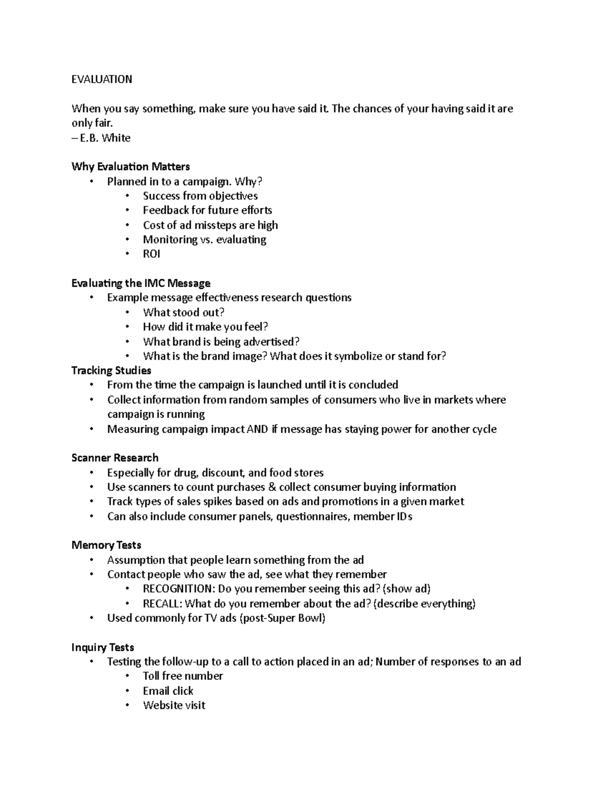 Evaluation Notes - EVALUATION When you say something, make sure you ...