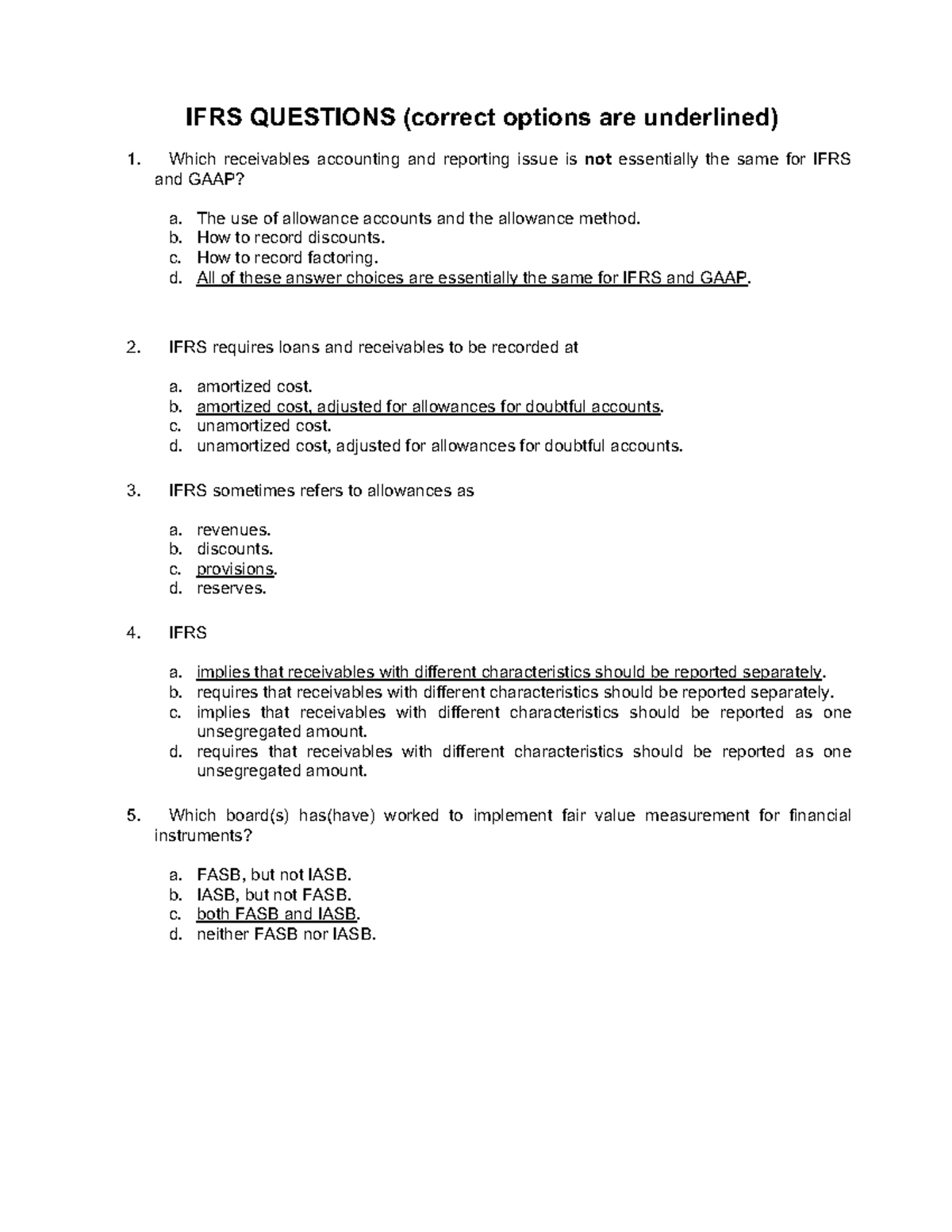 IFRS multiple choice questions Chapter 8 solutions - International ...