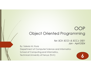 5 OOP Anatomy of Java Programs - Anatomy of a JavaApplication 15 th Feb ...