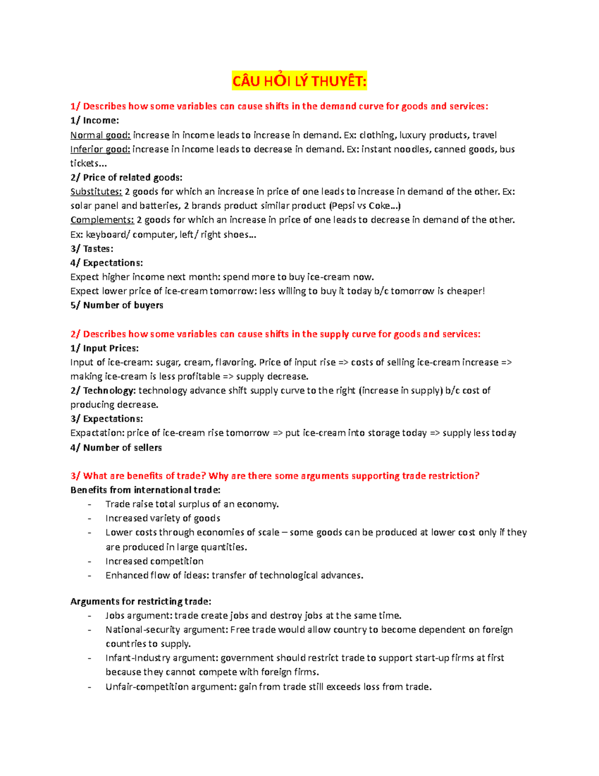 Short-ans question - theory - CÂU H ỎI LÝ THUYẾẾT: 1/ Describes how ...