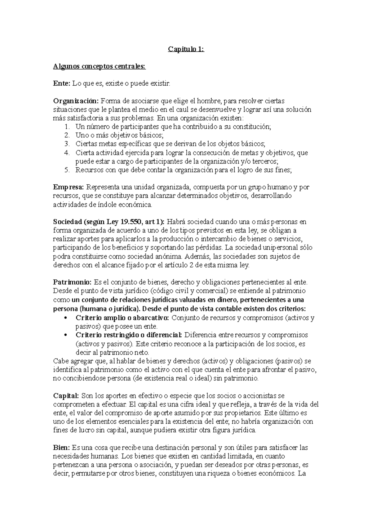 Resumen de Entes y su clasificación teoria contable - Capitulo 1 ...