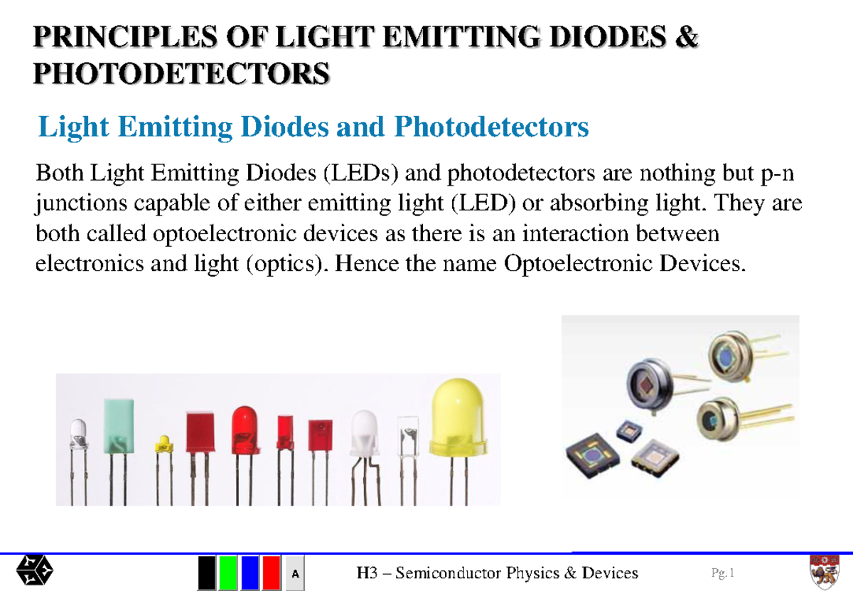 11. LED and Photodetector - Light Emitting Diodes and Photodetectors ...