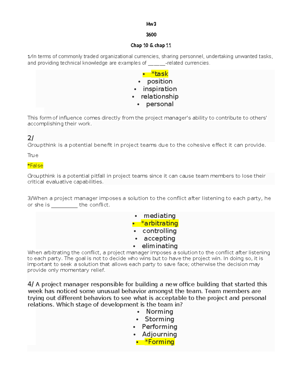 HW3 chapter 10 & 11 - Hw 3600 Chap 10 & chap 11 1/In terms of commonly ...