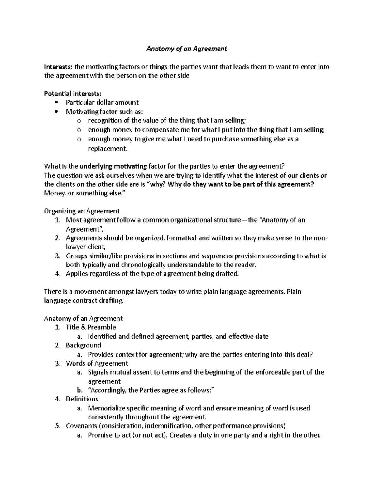 Anatomy of an Agreement Transactions and Settlements - Anatomy of an ...