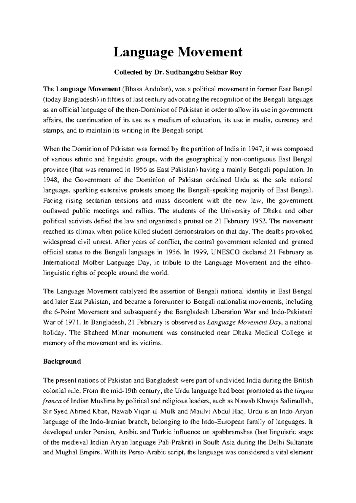 'Language Movement Latest' with you - Language Movement Collected by Dr ...