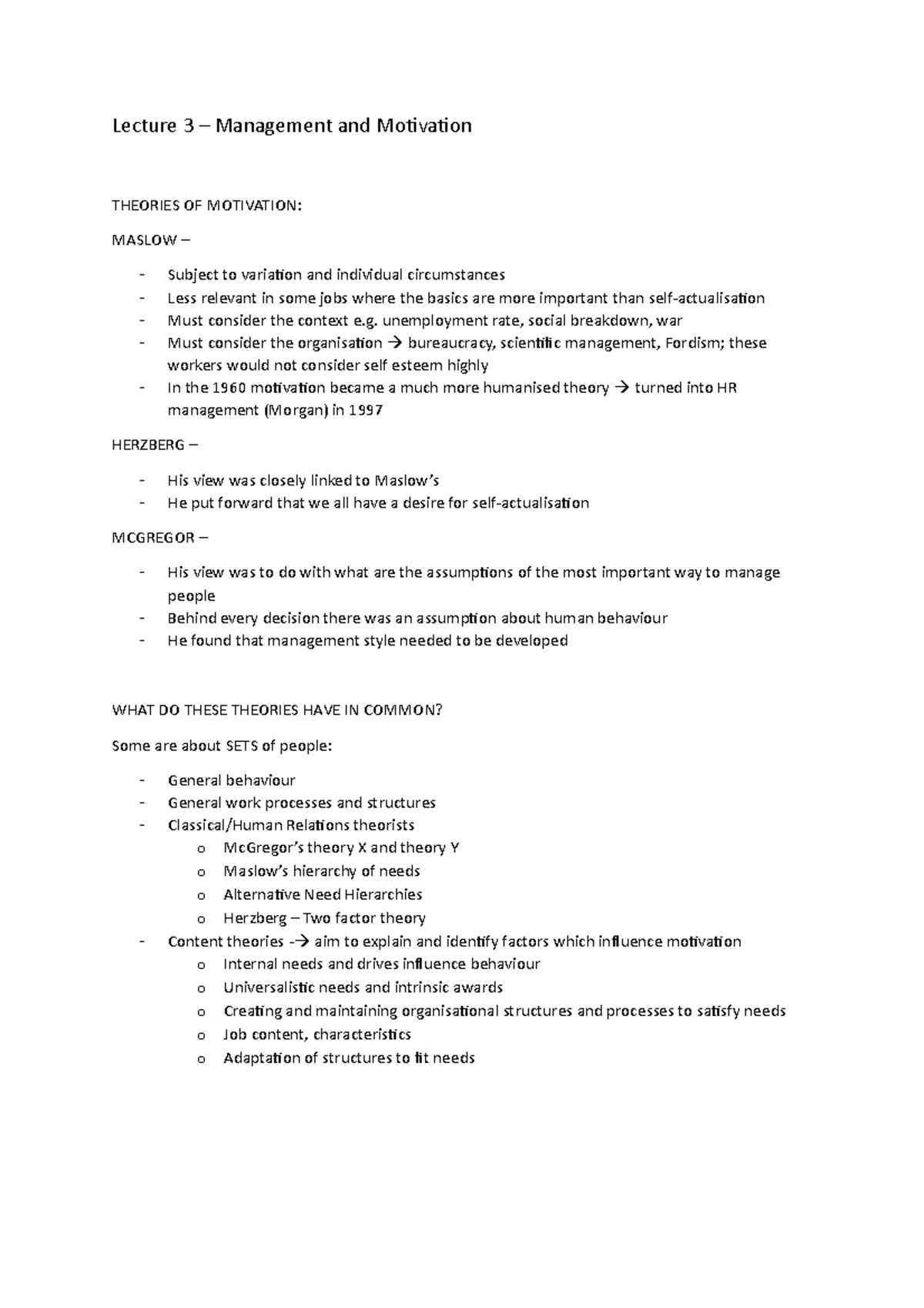 3. Management and Motivation - Lecture 3 – Management and Motivation ...