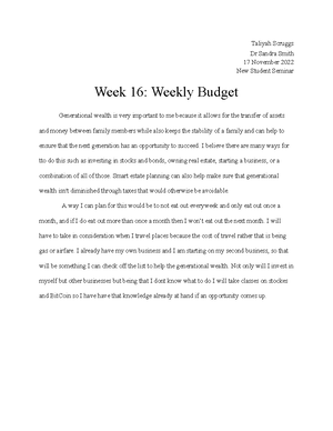 Week 14 - Weekly Discussion - Taliyah Scruggs Dr Smith 27 November 2022 ...