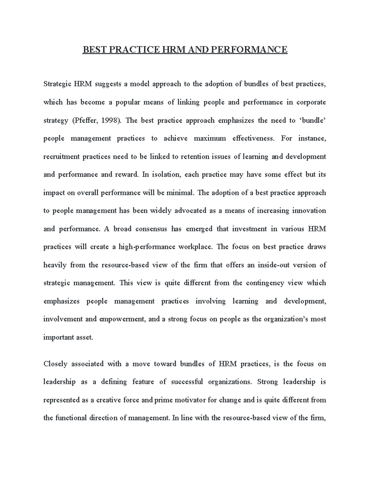 BEST Practice HRM AND Performance - BEST PRACTICE HRM AND PERFORMANCE ...