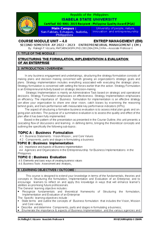 Entrep - academic notes based on our ppt - LESSON 1: THE ...