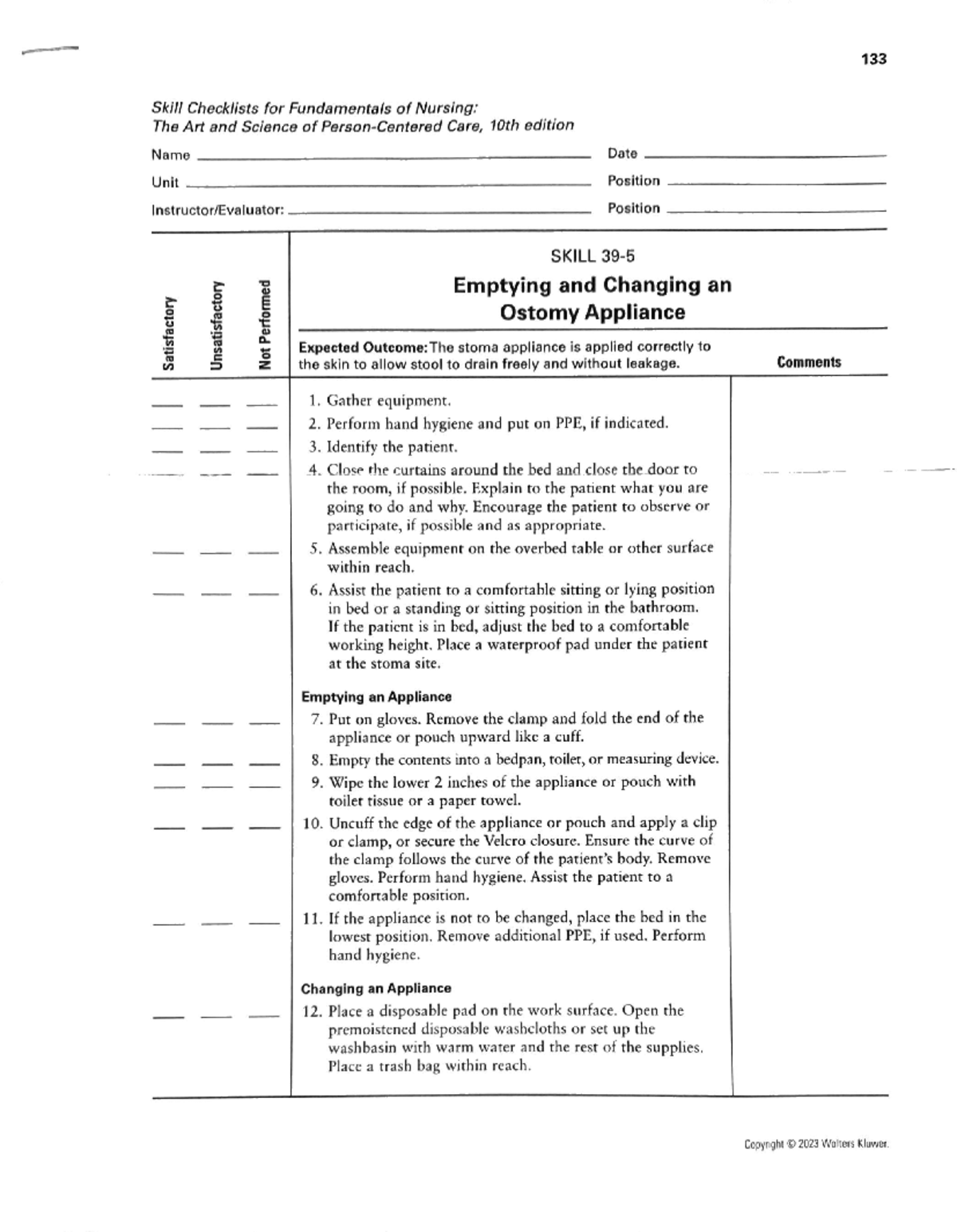 Ostomy care - 133 Skill Checklists for Fundamentals of Nursing: The Art ...