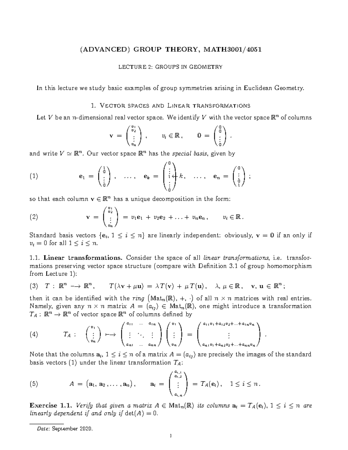 MSc level notes for the 2nd week of advanced group theory - MATH4051 ...