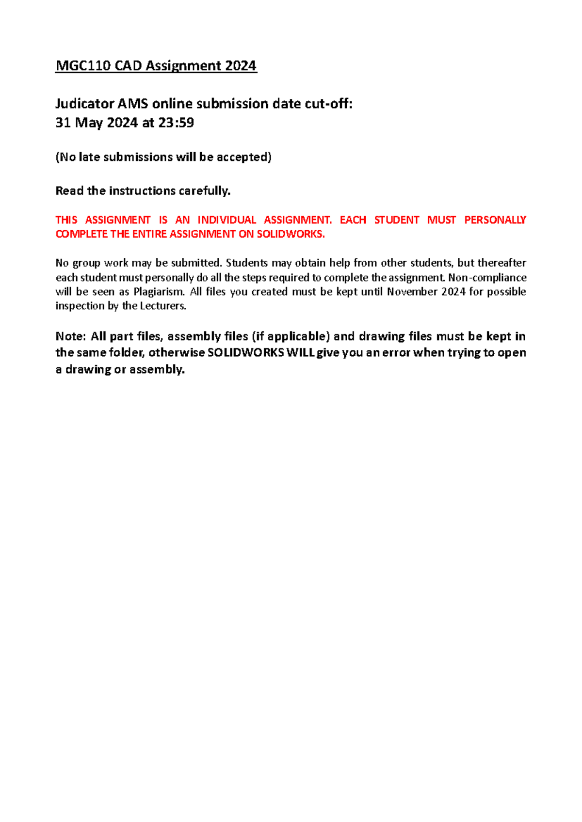MGC110 CAD3 assignment 2024 - MGC110 CAD Assignment 2024 Judicator AMS ...
