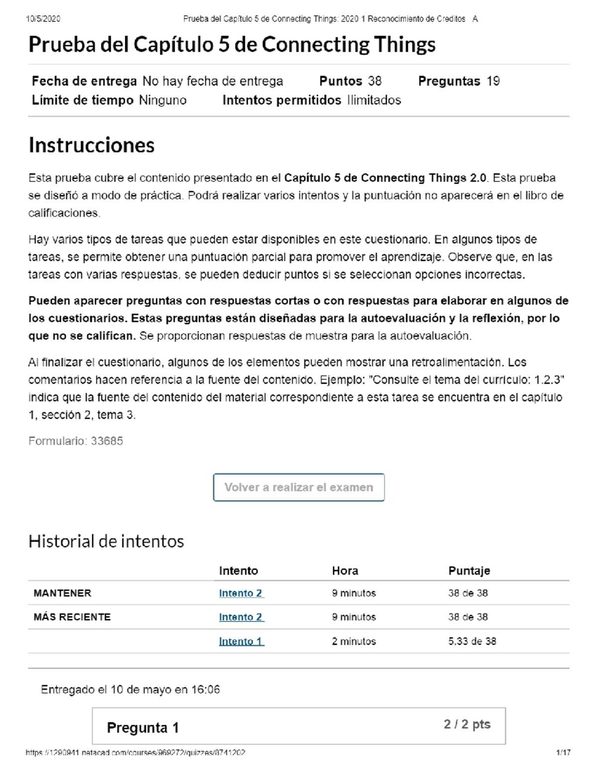 Prueba del Capítulo 5 de Connecting Things 2020-1 Reconocimiento de Creditos - A - Pdfcoffee ...