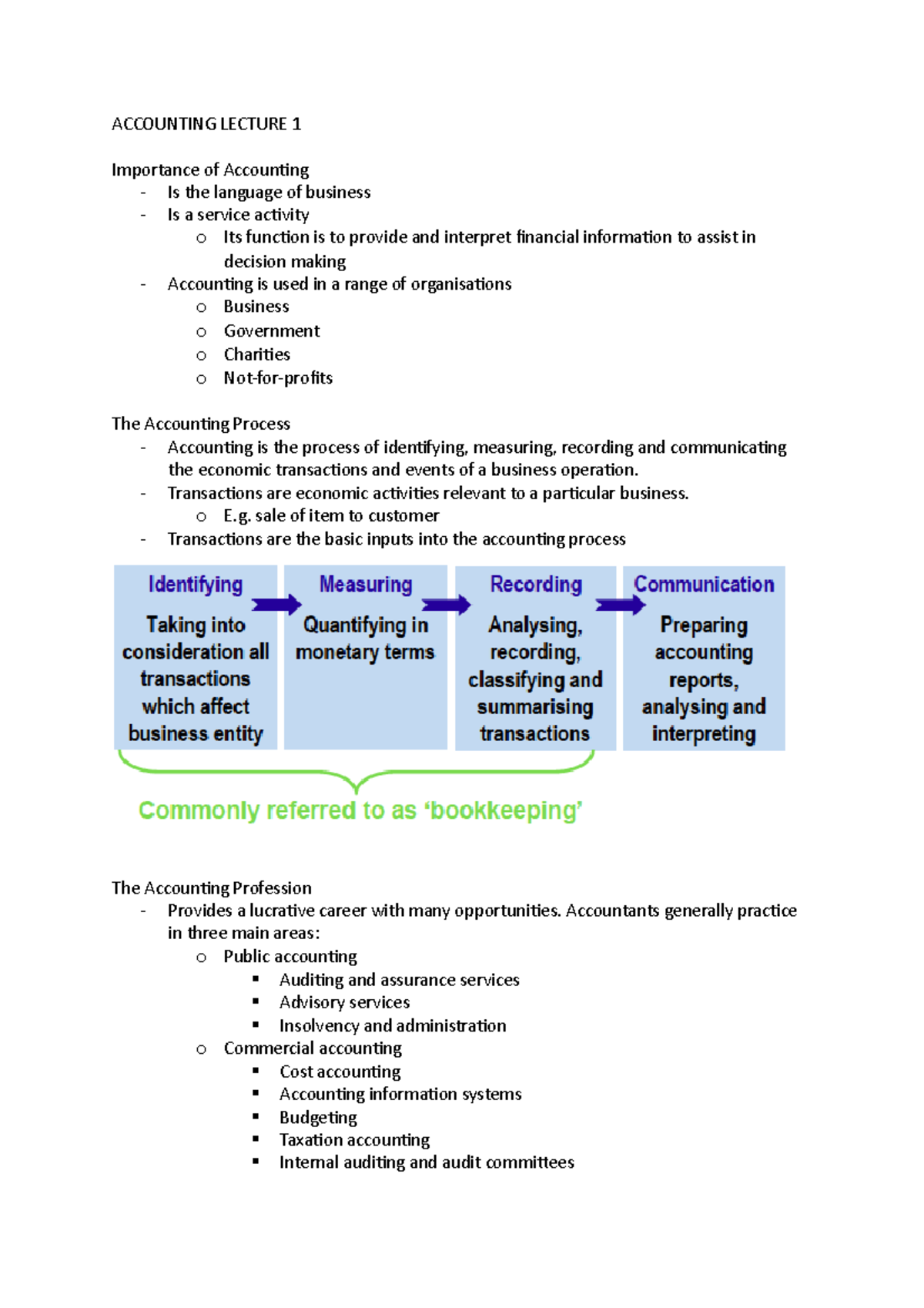 Accounting Lecture 1 - ACCOUNTING LECTURE 1 Importance of Accounting ...
