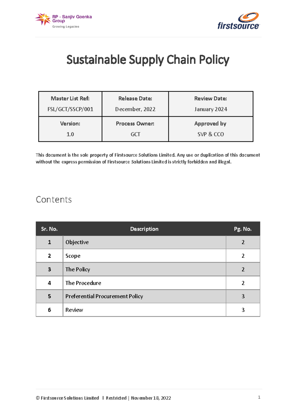 Sustainable Supply Chain Policy V-1 - Sustainable Supply Chain Policy ...