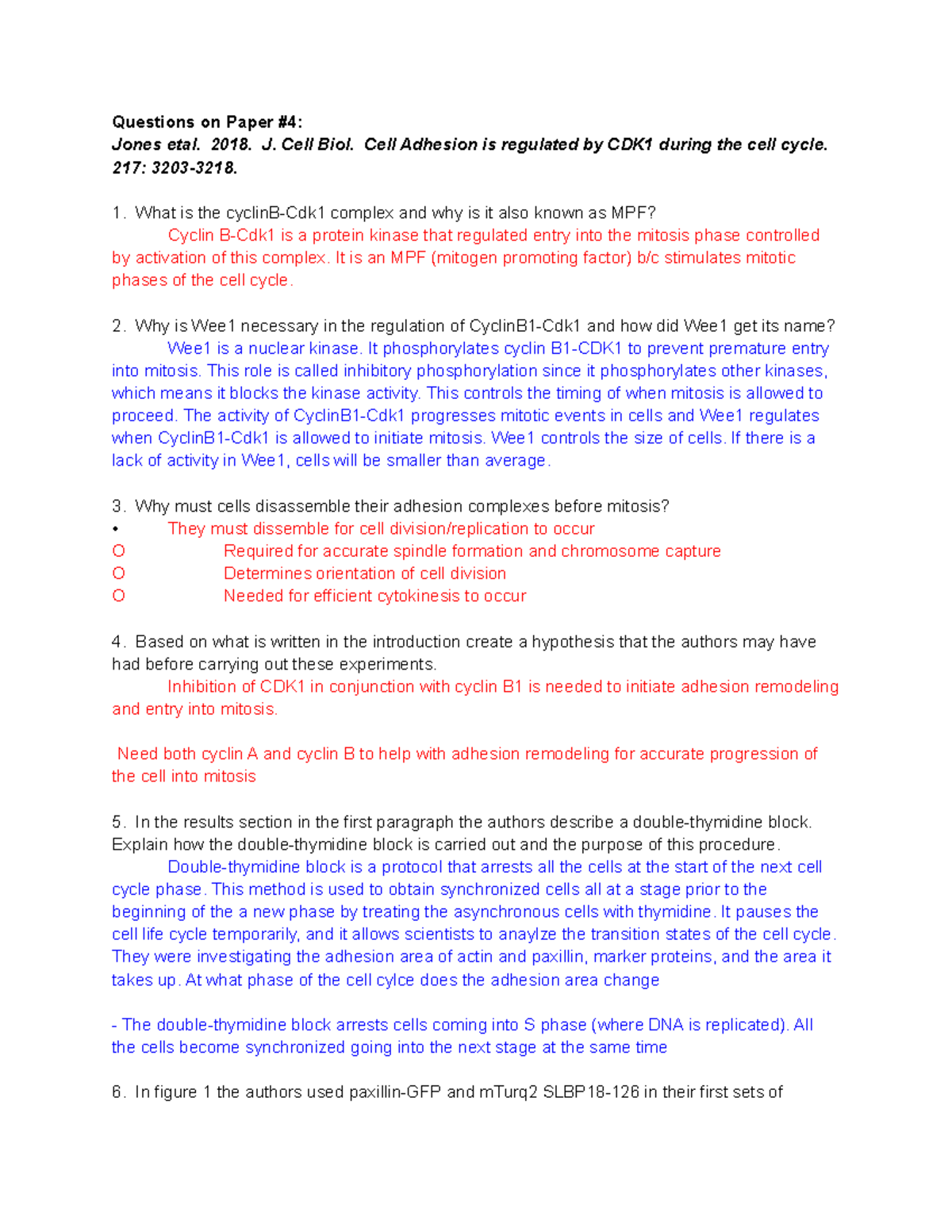 Paper 4 Questions - Questions on Paper #4: Jones etal. 2018. J. Cell ...