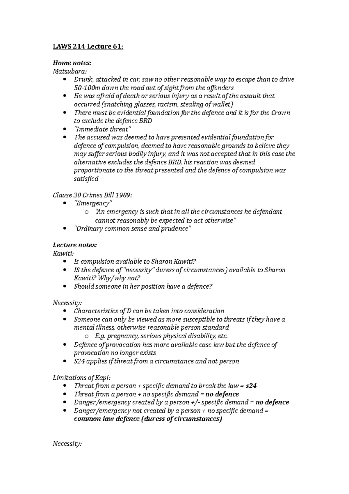 LAWS 214 Lecture 61 - Criminal Law - LAWS214 - Victoria University - StuDocu