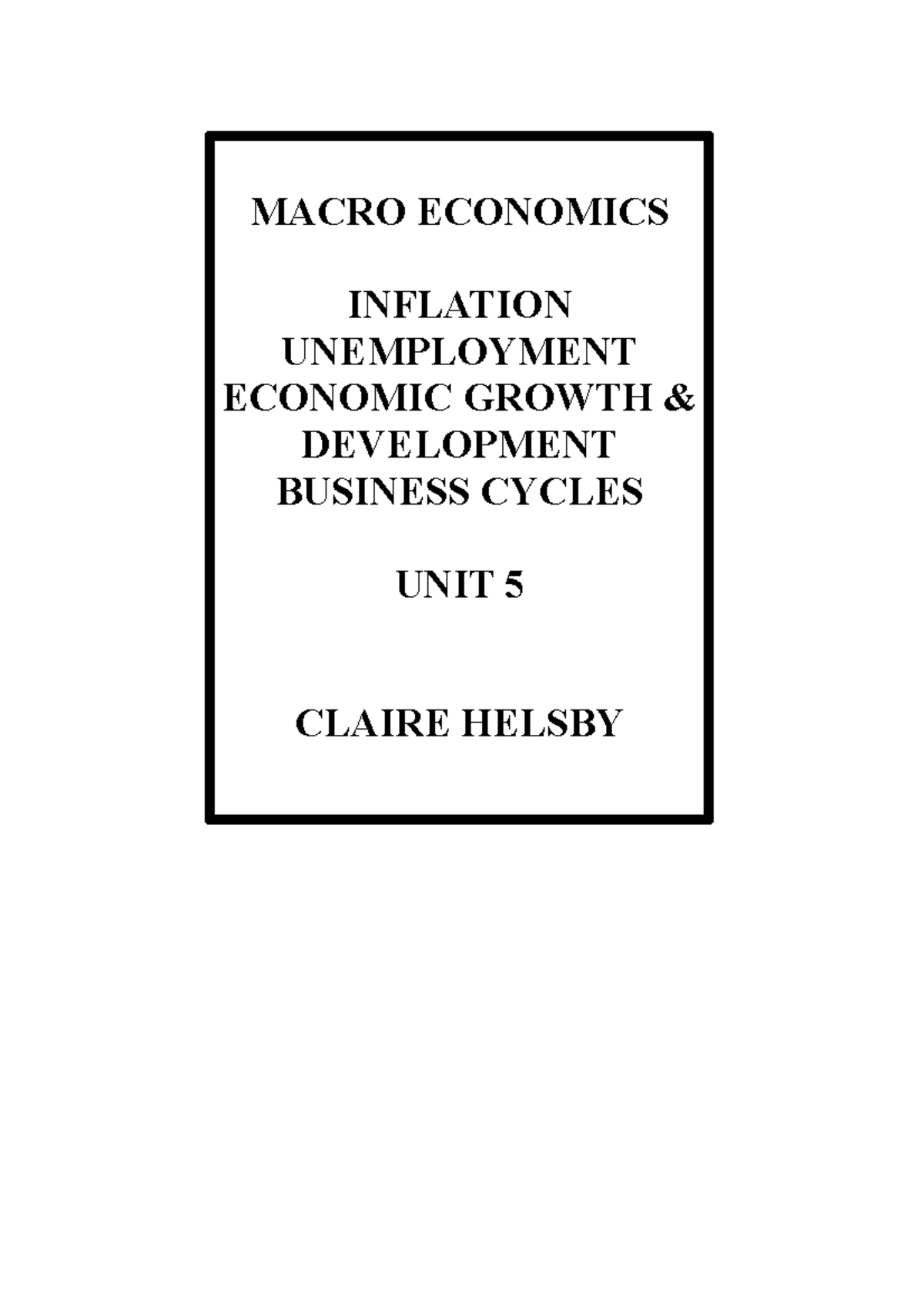 Inflation - MACRO ECONOMICS INFLATION UNEMPLOYMENT ECONOMIC GROWTH ...