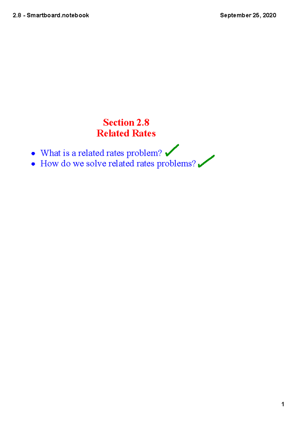 2.8 - Practice/Work-through - Section 2. Related Rates • What is a ...