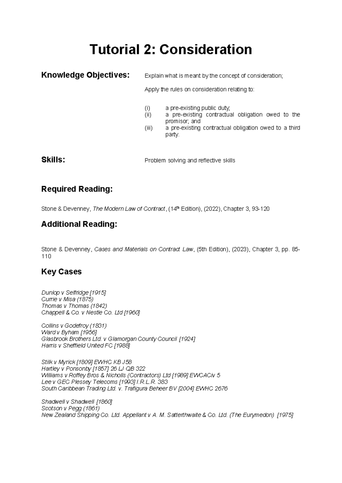 Tutorial 2 - Consideration - Student Question Final - Tutorial 2: Consideration Knowledge - Studocu