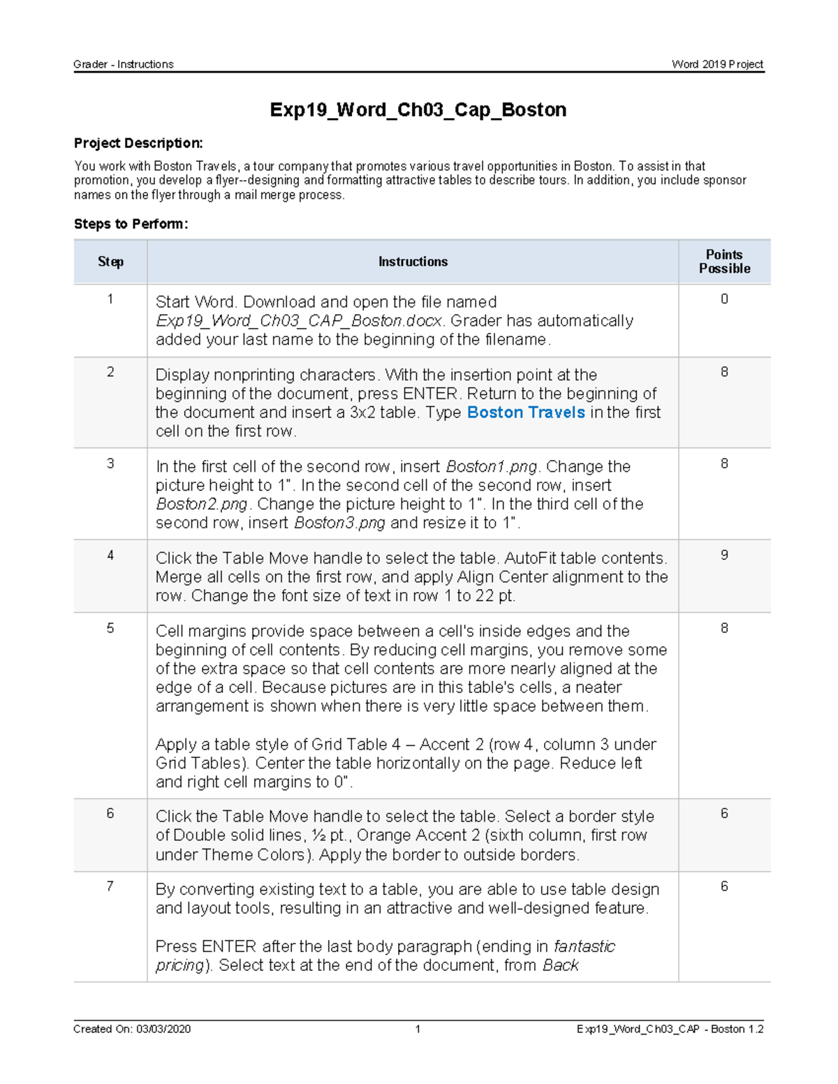 Exp19 Word Ch03 Cap Boston Instructions - Grader - Instructions Word 2019 Project - Studocu
