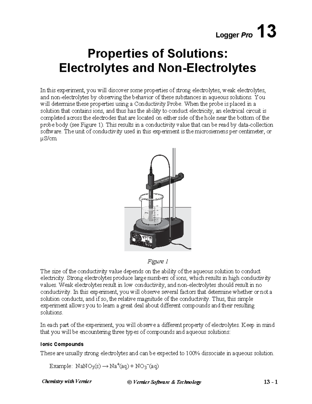 CWV 13 Electrolytes - Lab Manual - Chemistry with Vernier ©Vernier ...