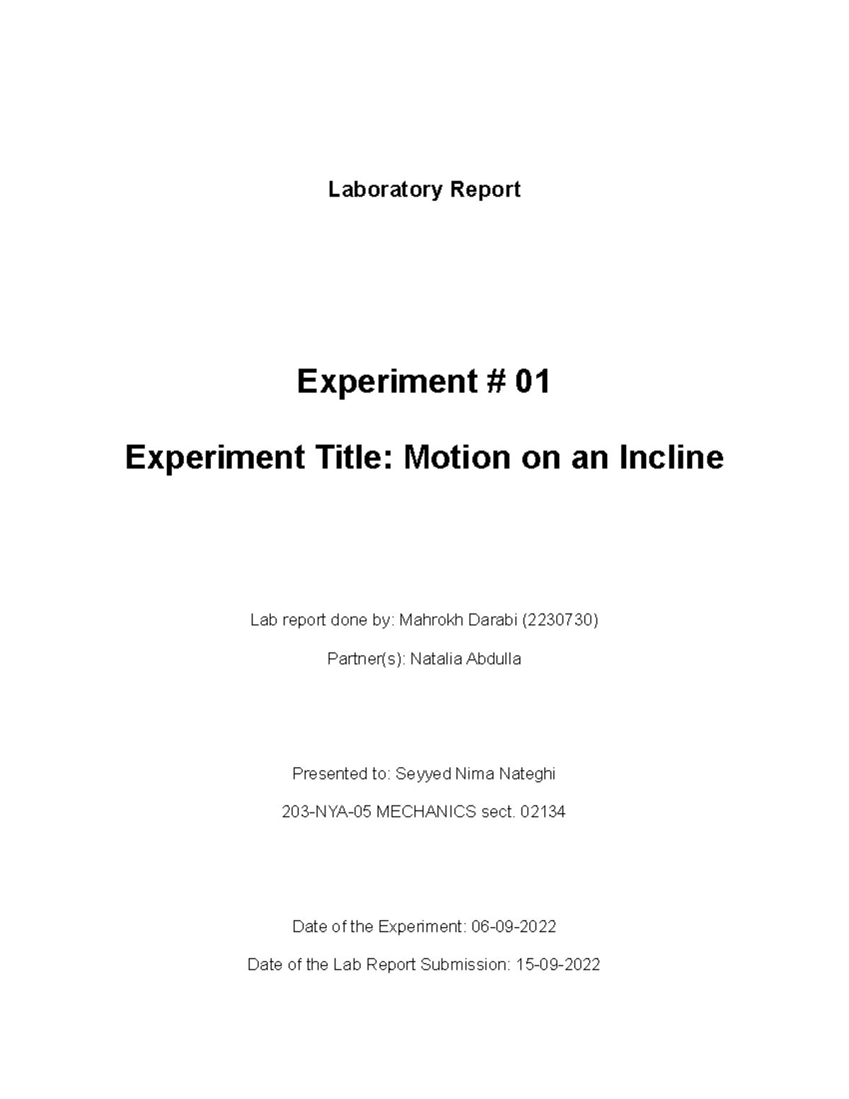 Laboratory Report 2 - knklkm - Laboratory Report Experiment # 01 ...