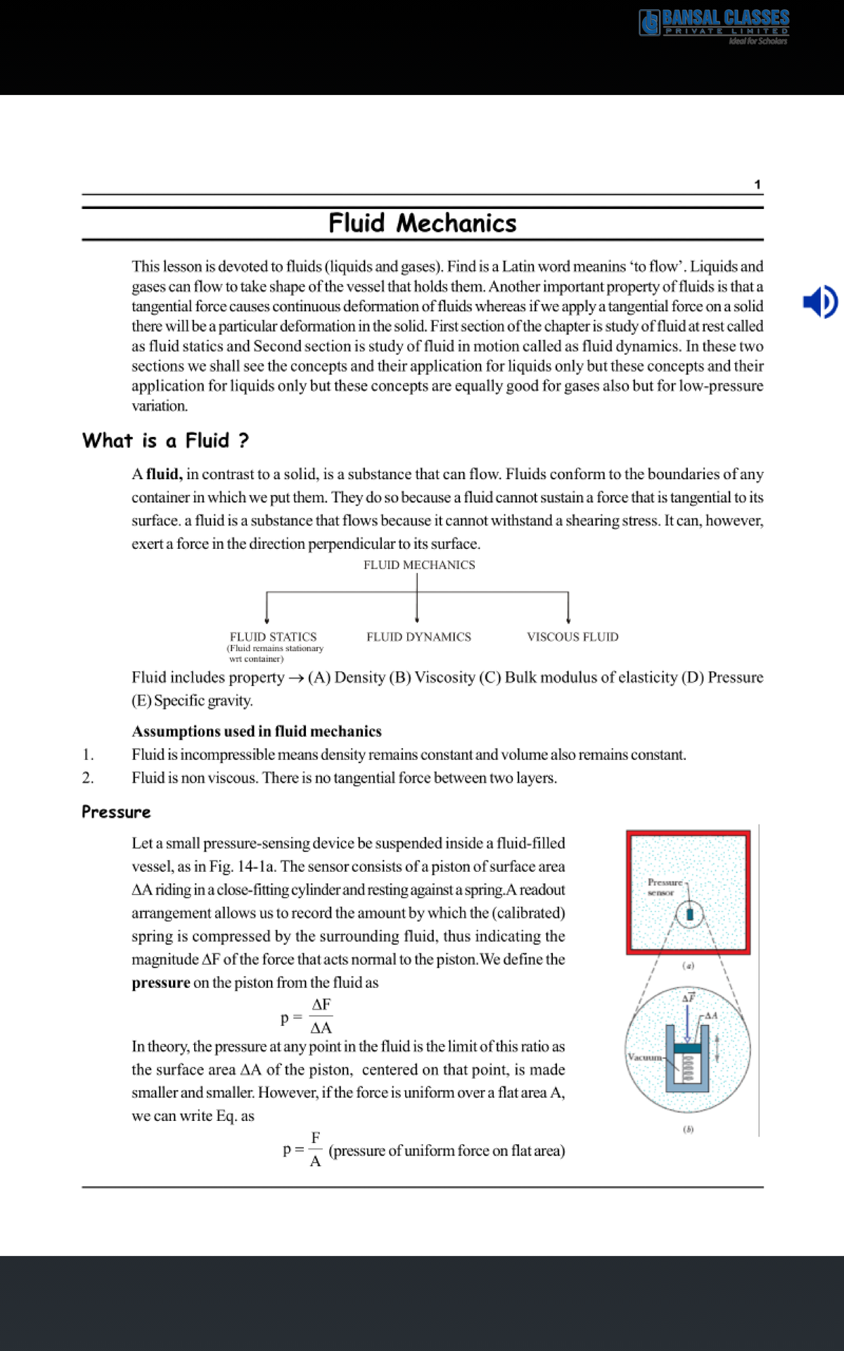 Chap12 - Fluid Mechanic, Surface Tension Viscosity-jeemain - Physics SL - Studocu