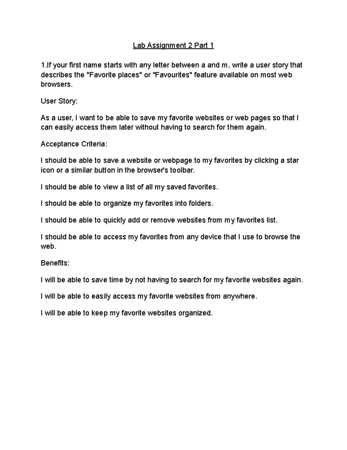 Lab Assignment 2 - its cool, its not. - Lab Assignment 2 Part 1 1 your first name starts with ...