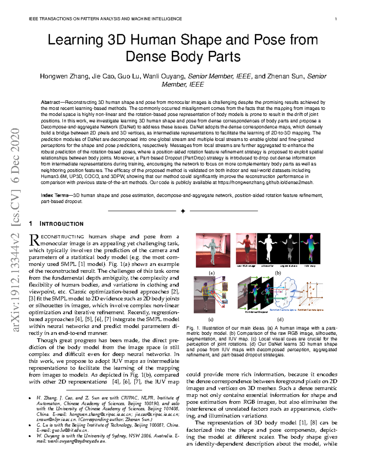 Learning 3D Human Shape and Pose from Dense Body Parts - Learning 3D ...